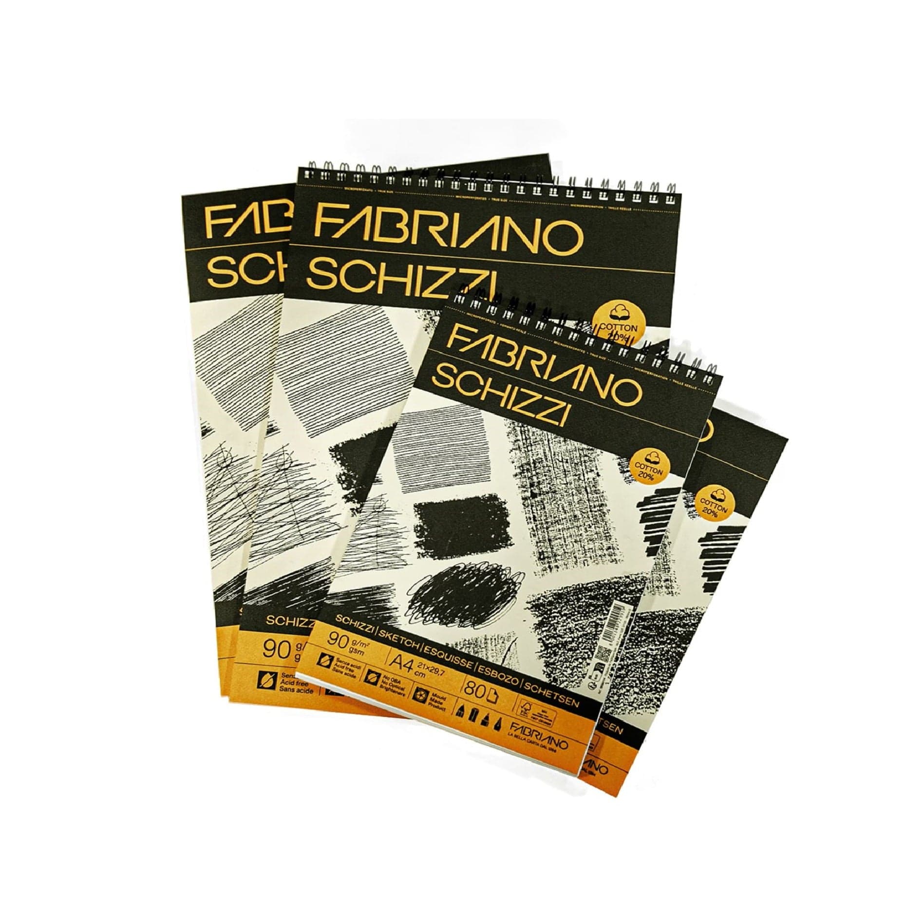 Fabriano Schizzi A3 90 g/m² 20% bomull spiral
